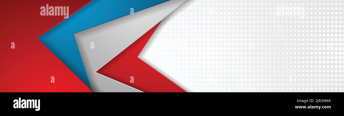 Abstract blue, red and grey tech geometric banner design. Vector web ...