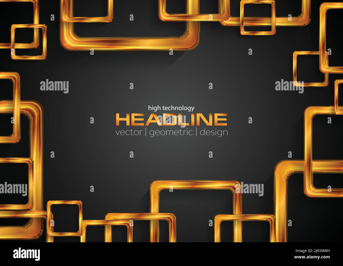 Glossy bronze squares on black abstract background. Technology vector ...