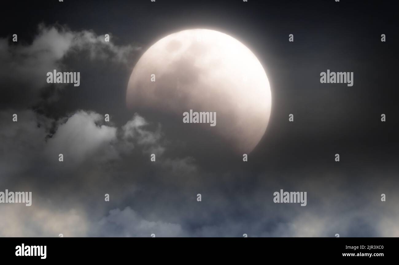 double exposure full moon night sky with cloud, soft focus design for ...