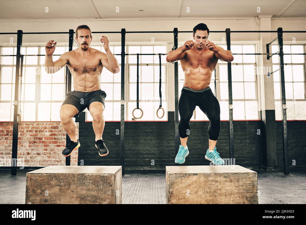 Jumping just got a lot more tougher. two fit and determined young men ...