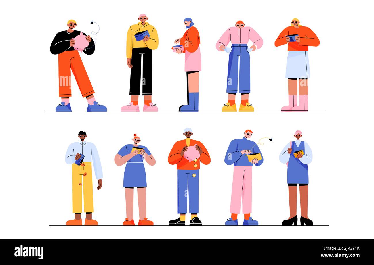 Characters bankrupts, lack of money, financial crisis. Young people ...