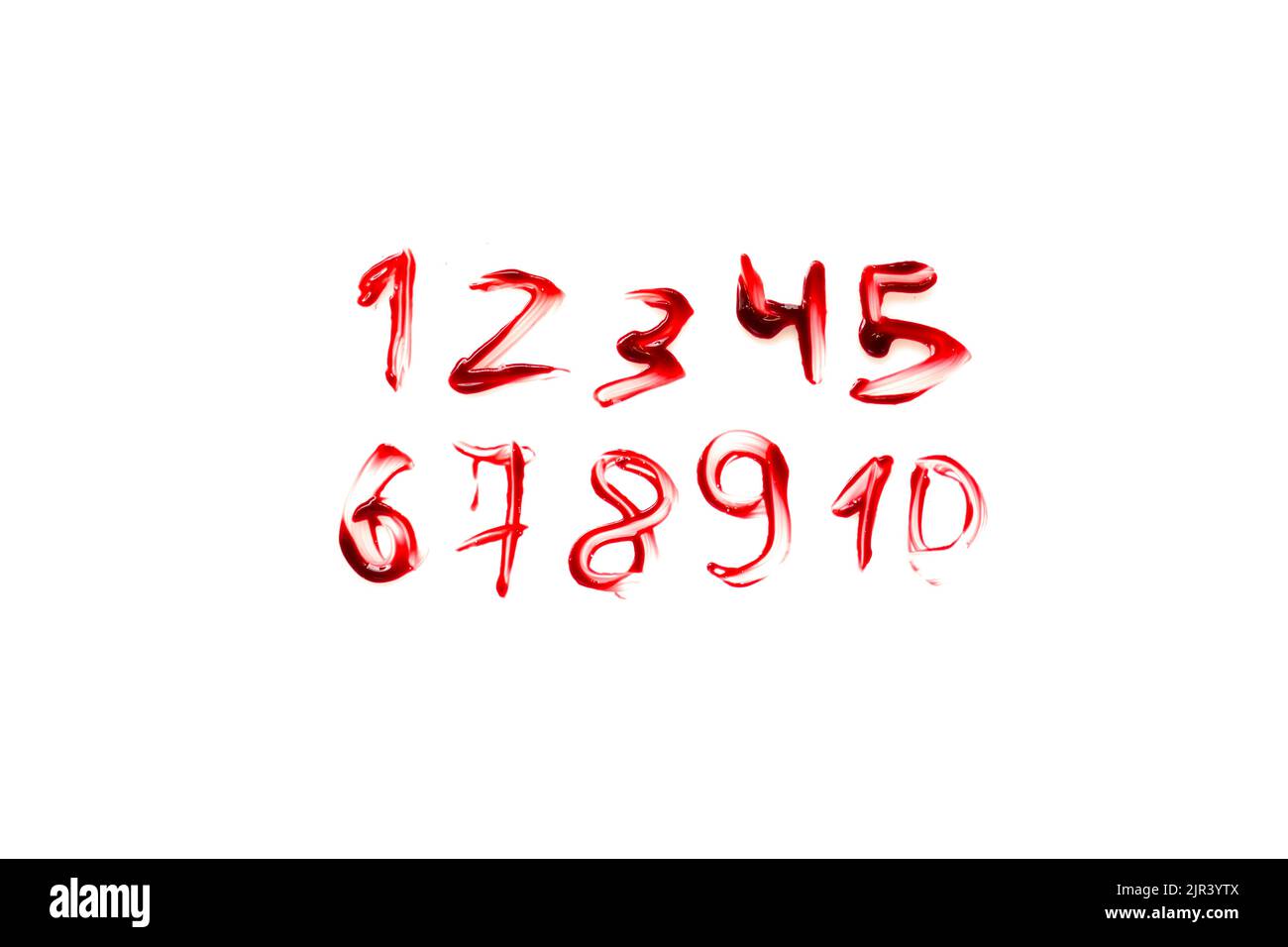 bloody numbers made of bloody smudges and drops.numbers written in ...