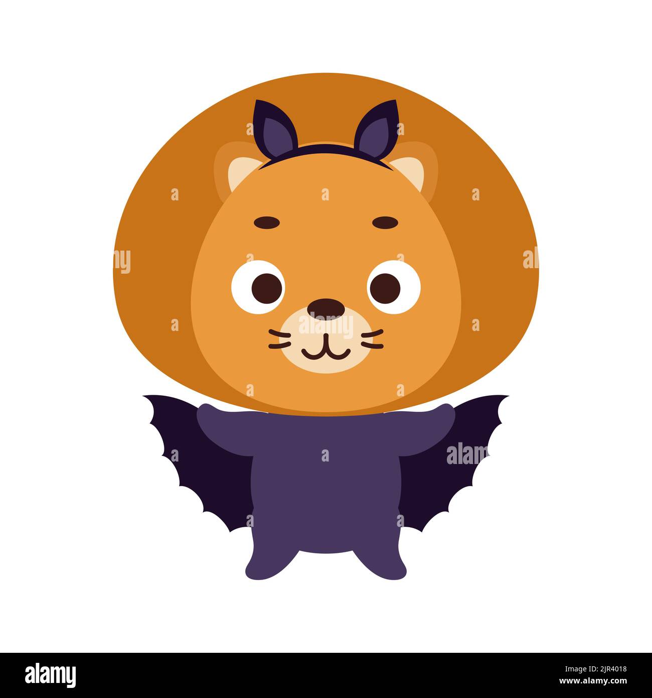 Cute little Halloween lion in a bat costume. Cartoon animal character ...