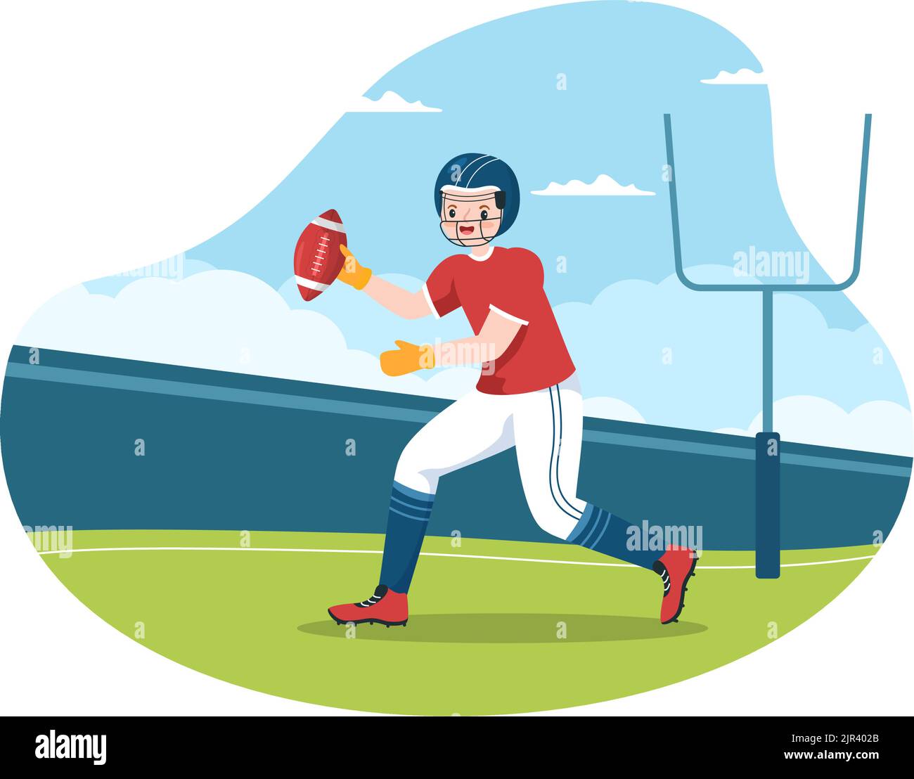 American Football Sports Player with The Game uses an Oval Shaped Ball ...