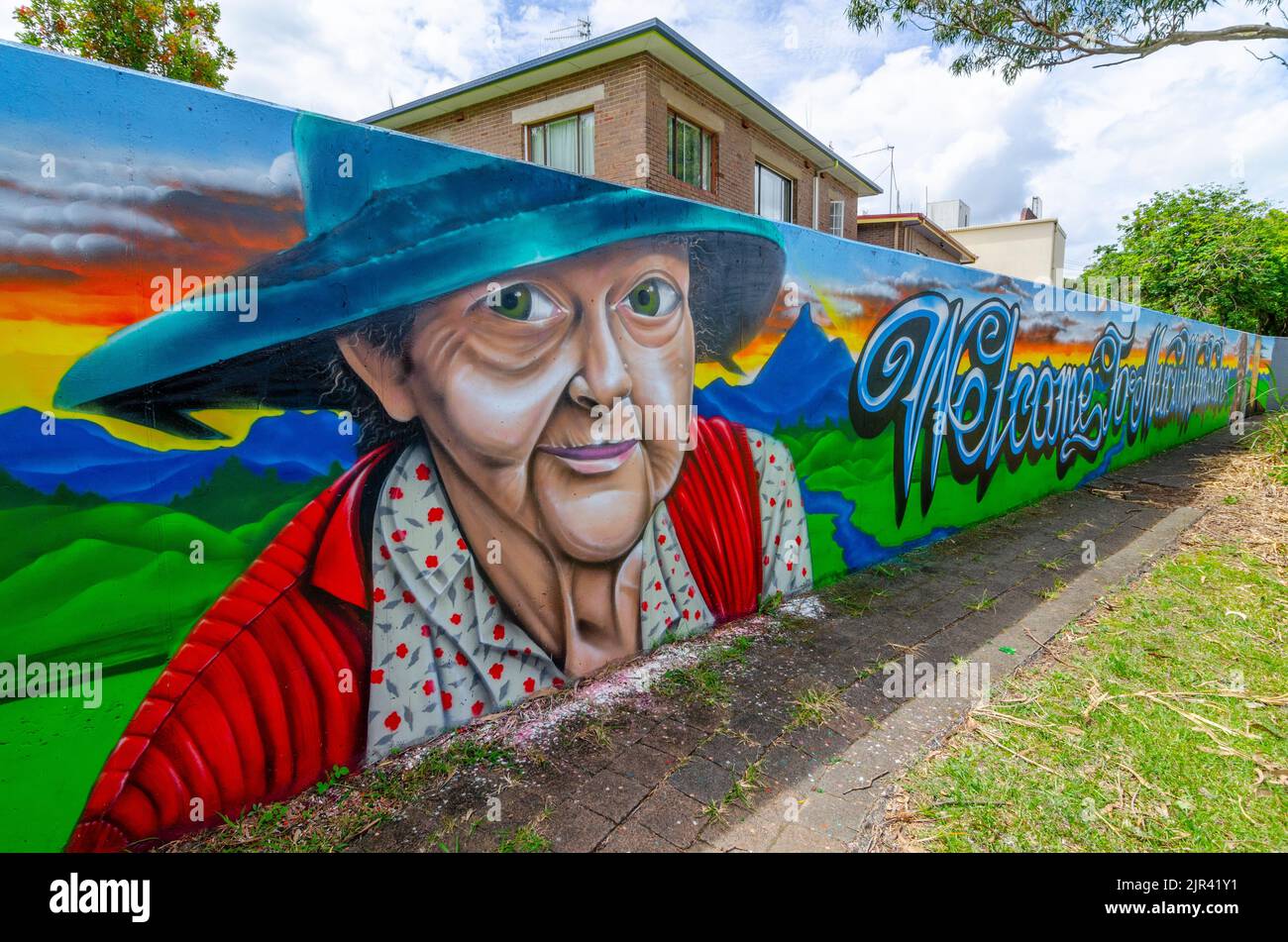 welcome to murwillumbah painted graffiti sign at the entrance to ...