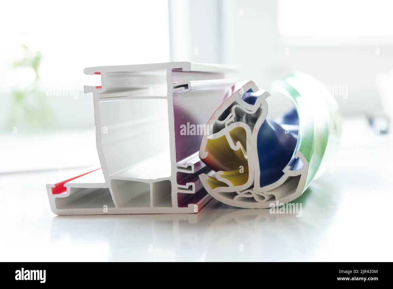 aluminum window frame as a sample, sectional window, painted window ...