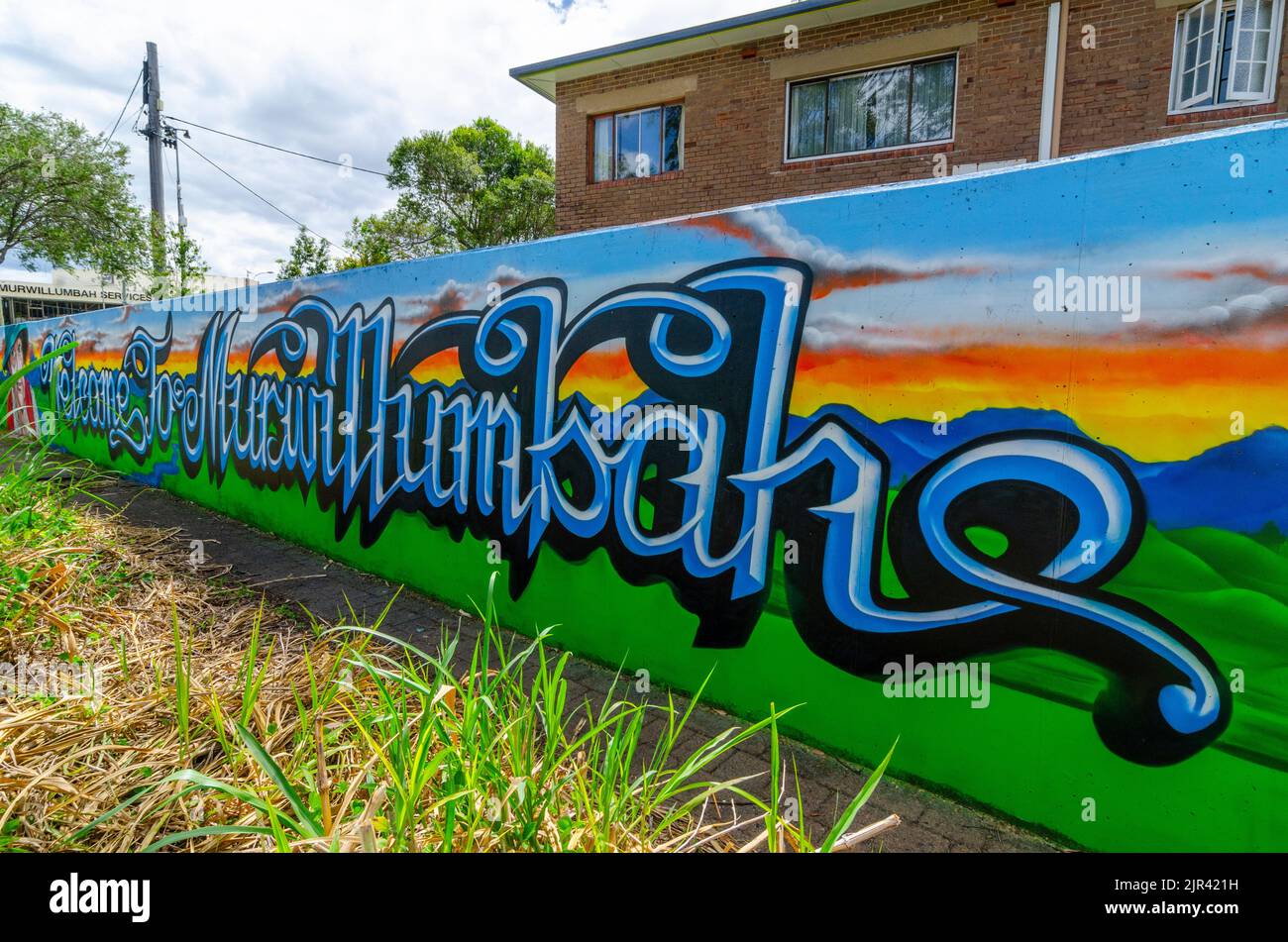 welcome to murwillumbah painted graffiti sign at the entrance to ...