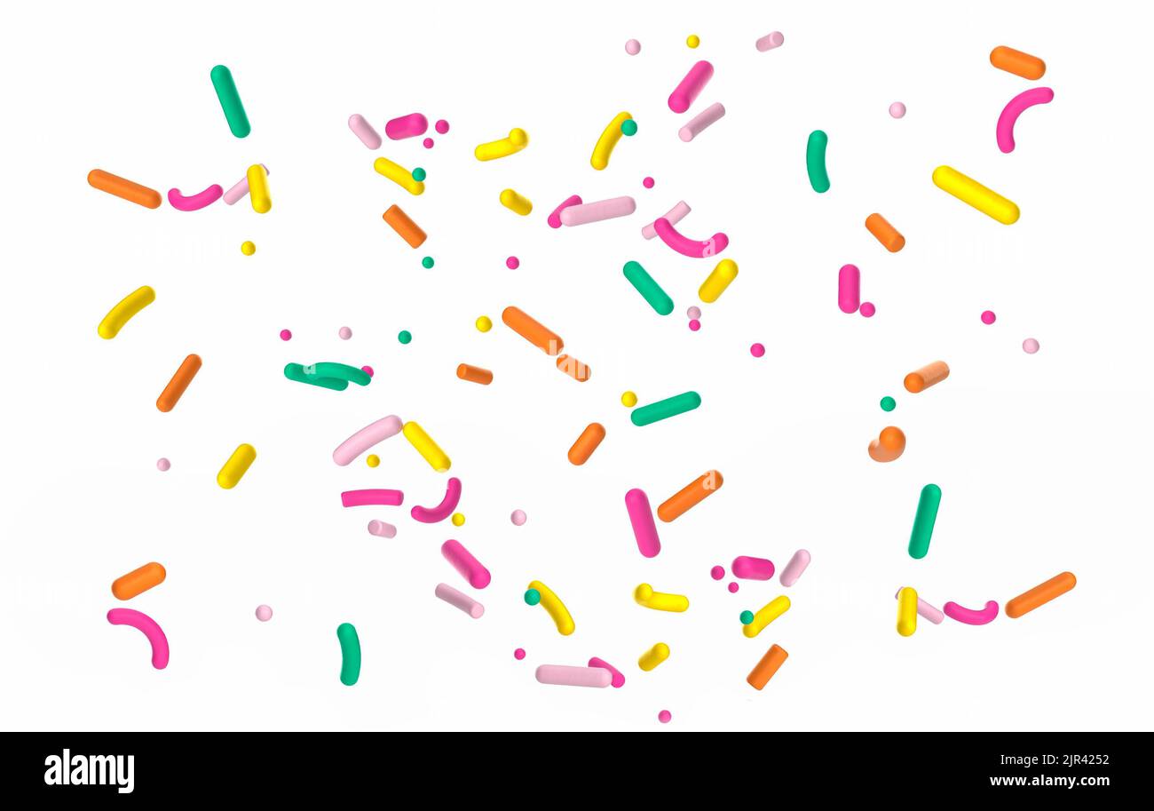 Colorful sprinkles falling on white isolated background Stock Photo - Alamy
