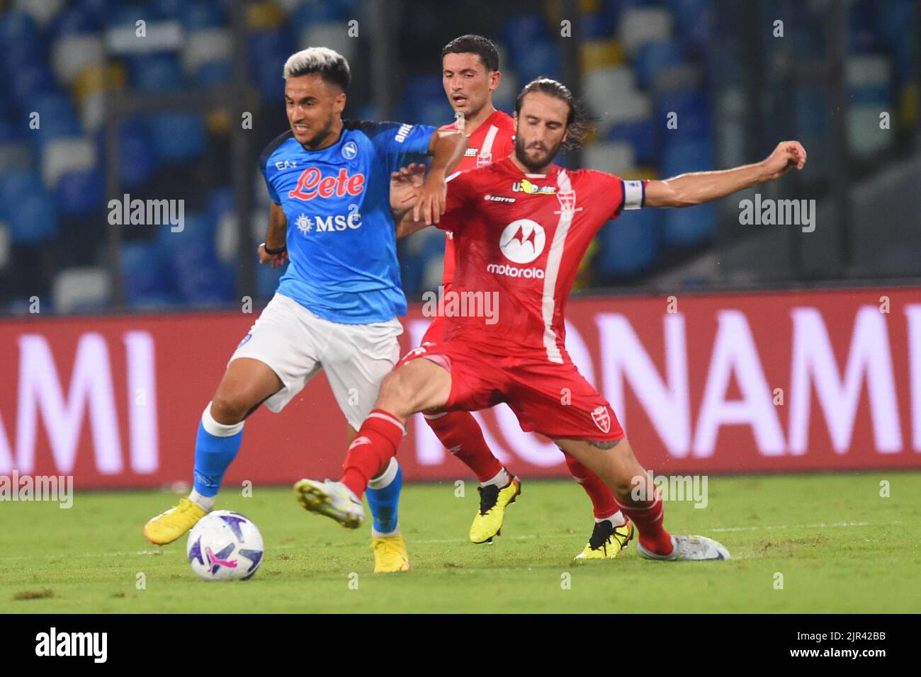 Adam Ounas (SSC Napoli) and Andrea Barberis ( AC Monza) competes for ...