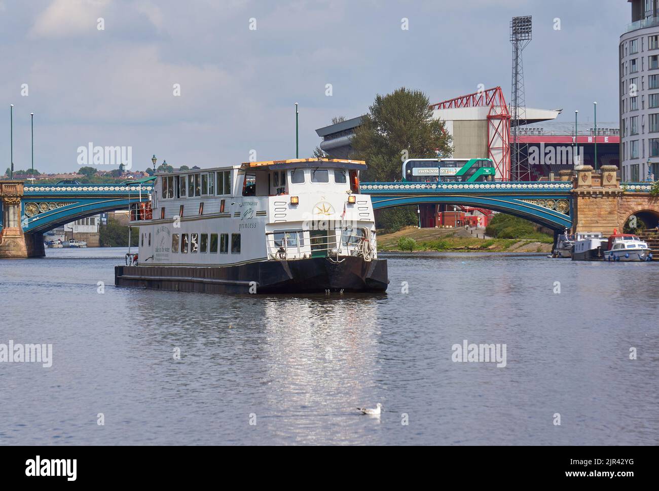 Large pleasure cruise boat on the River Trent in Nottingham, UK Stock ...