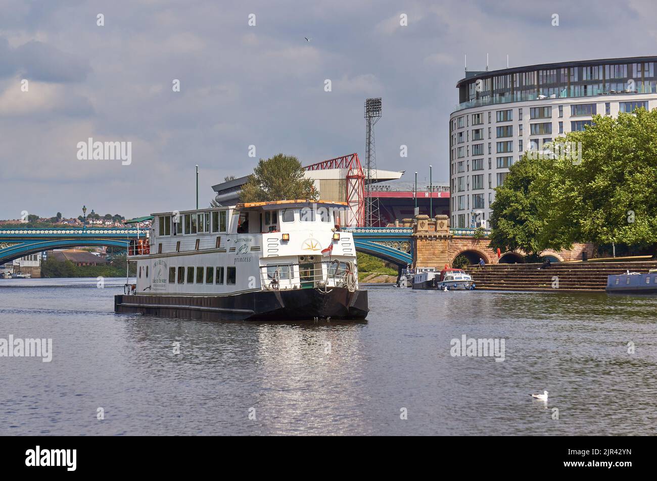 Large pleasure cruise boat on the River Trent in Nottingham, UK Stock ...