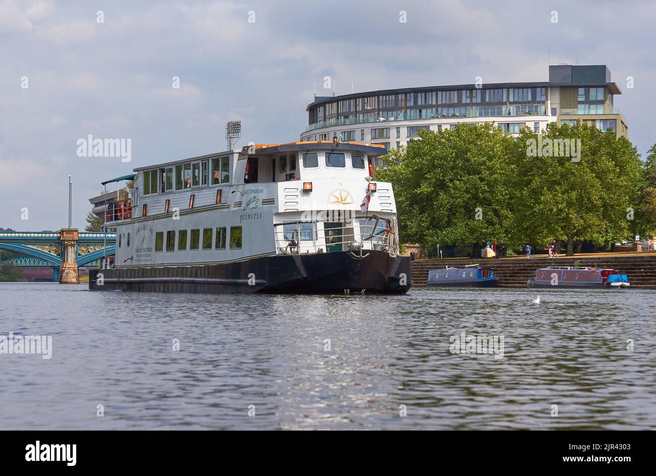Large pleasure cruise boat on the River Trent in Nottingham, UK Stock ...