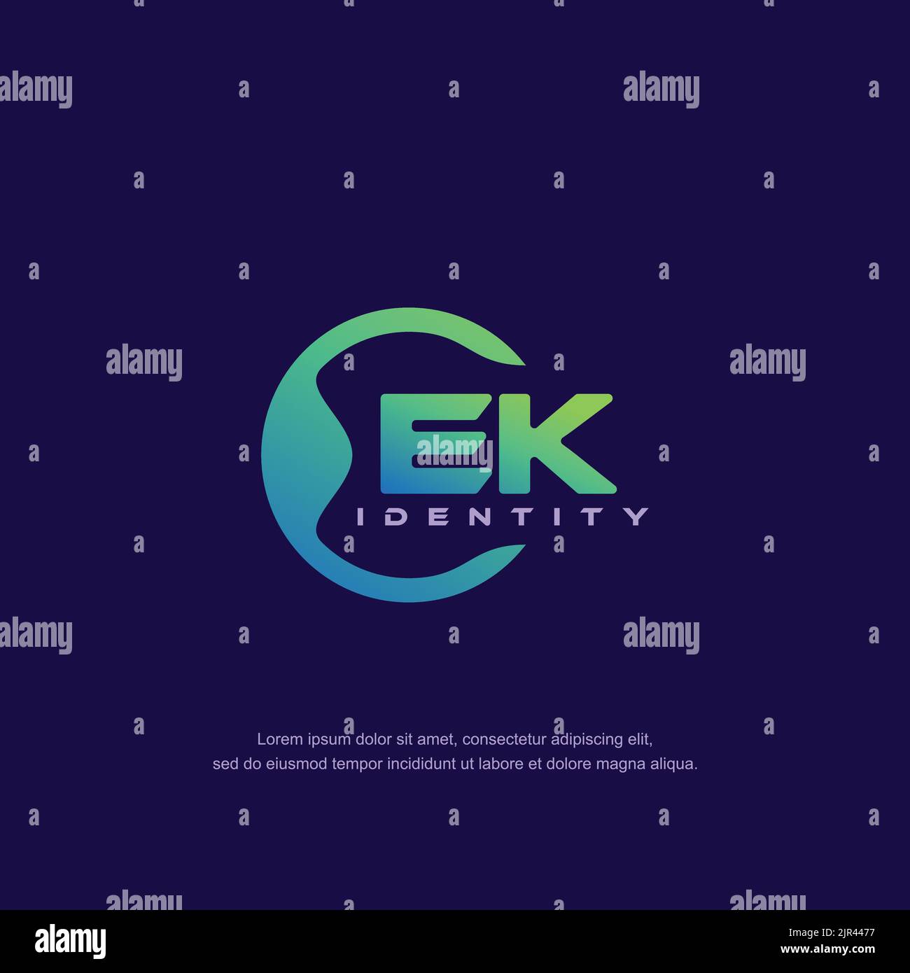 EK Initial letter circular line logo template vector with gradient ...