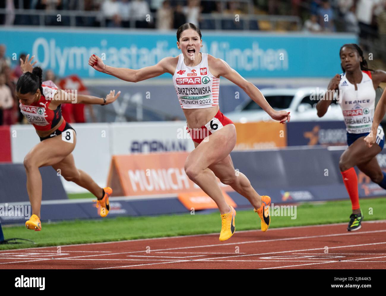 Munich, Germany. 21st Aug, 2022. Athletics: European Championships, Olympic Stadium, 100m ...