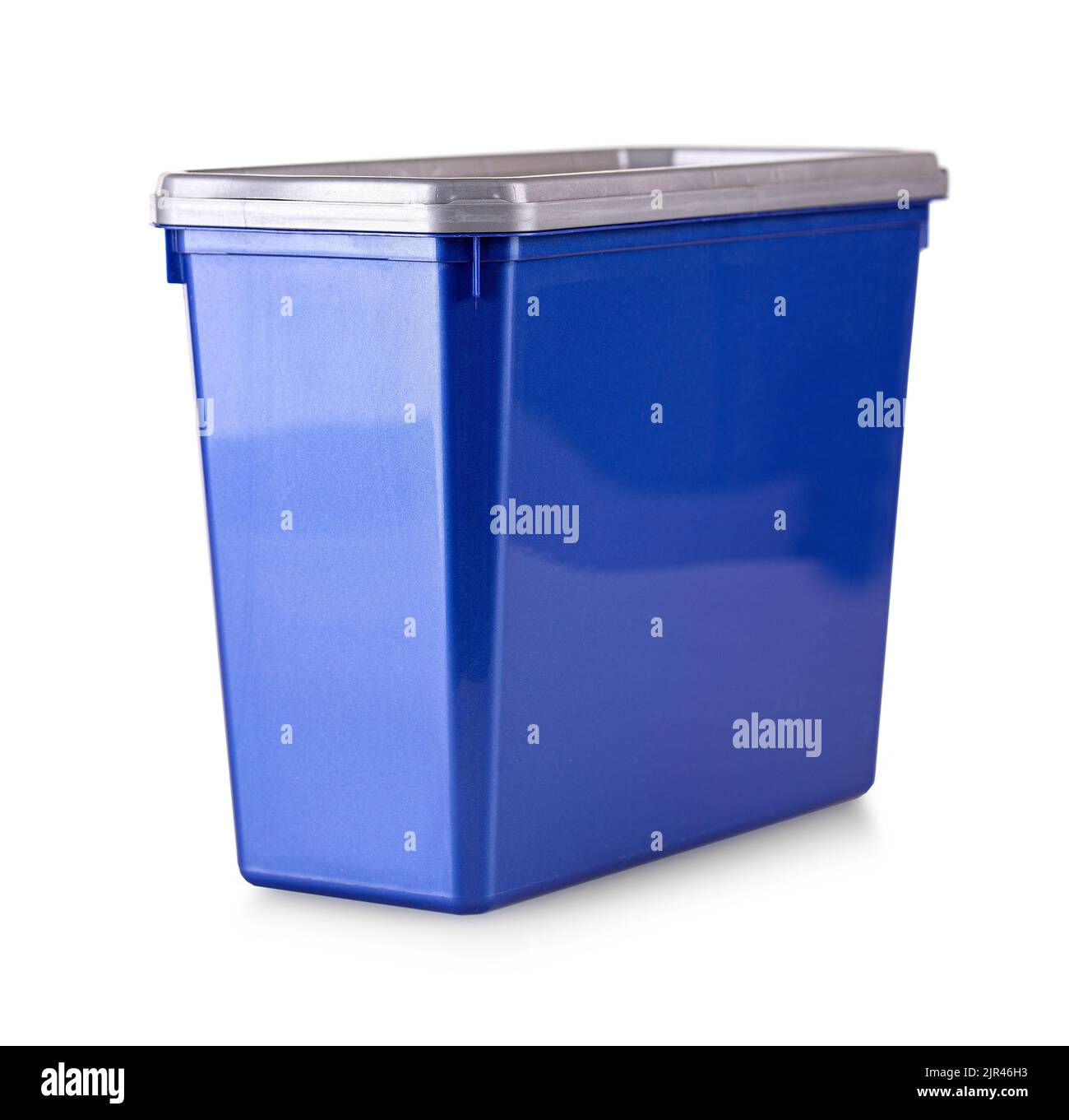 The closed blue plastic box on white background with clipping path ...