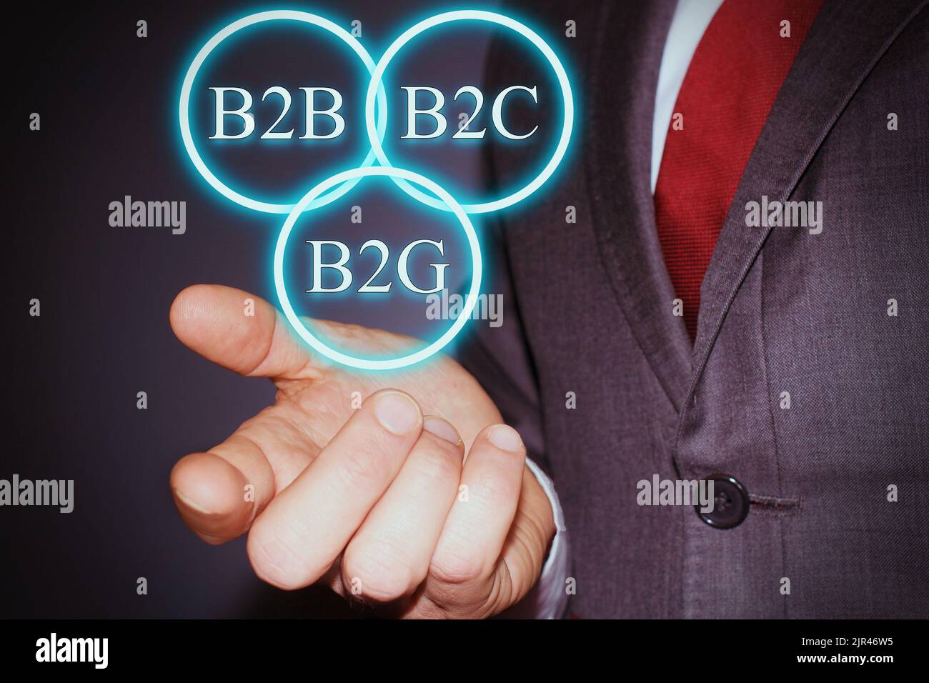 Businessman holding B2B, B2C, B2G business models. Business concept ...