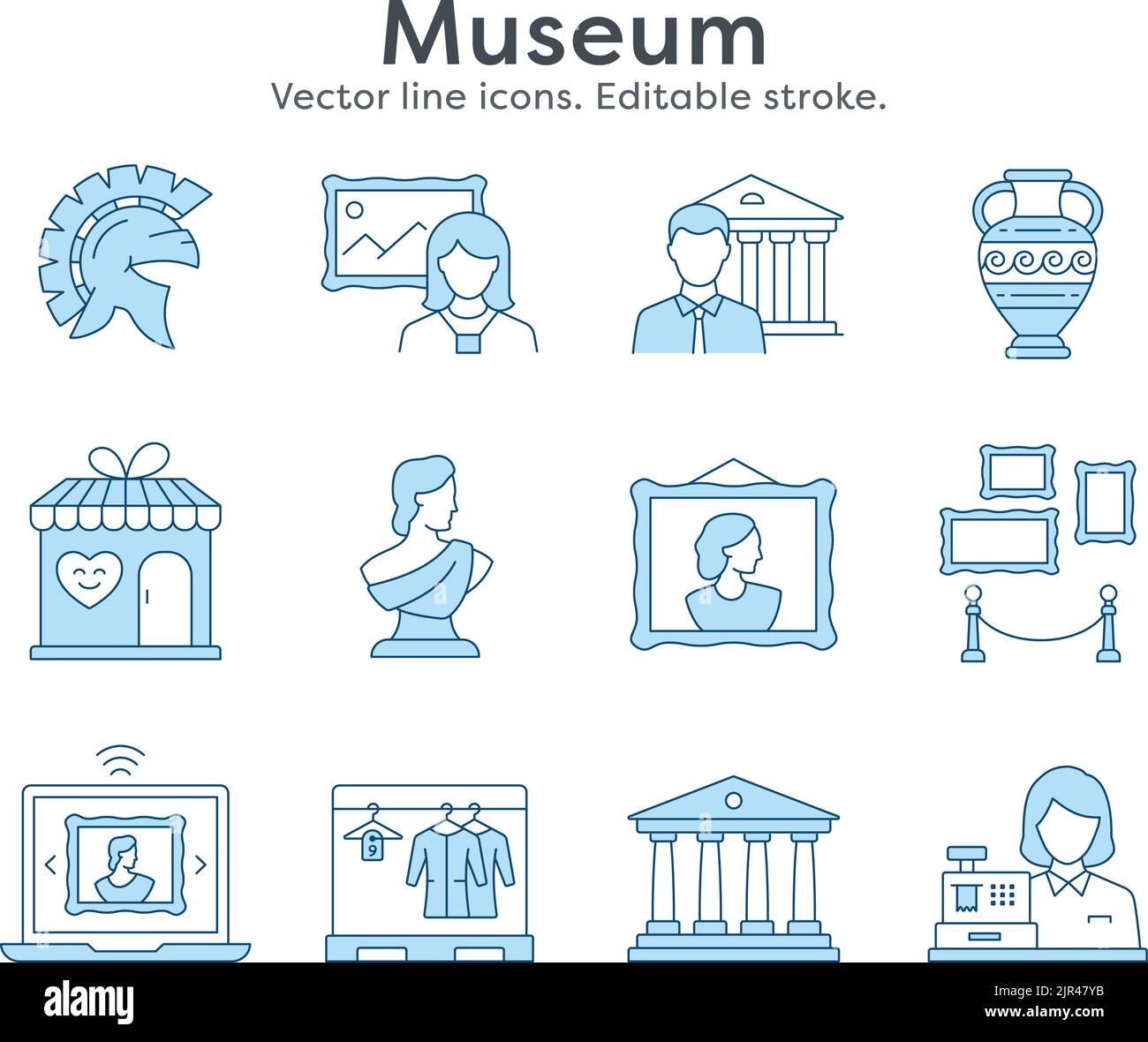 Museum icons such as sculpture, antiques, statue, exhibition and more ...
