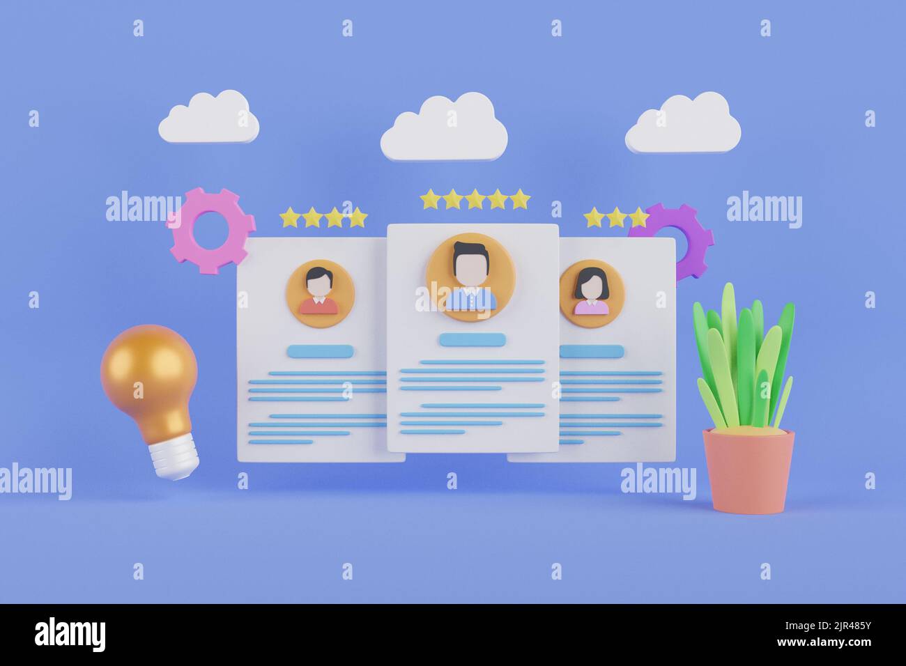 3D online job research HR resume concept, vector human search digital ...