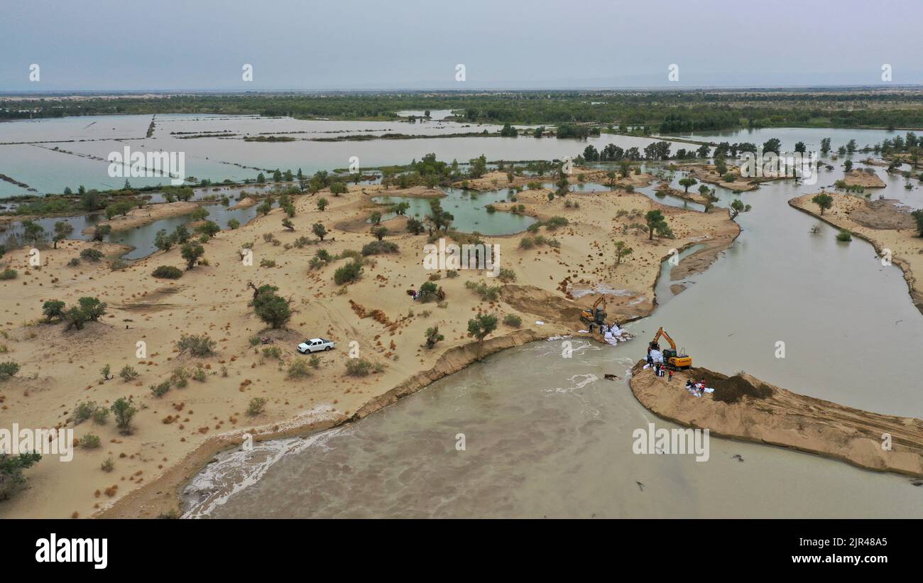 BAZHOU, CHINA - AUGUST 21, 2022 - A flood occurs 803 km from the middle ...