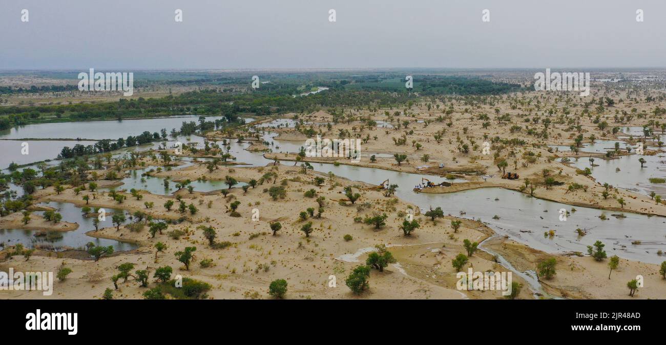 BAZHOU, CHINA - AUGUST 21, 2022 - A flood occurs 803 km from the middle ...