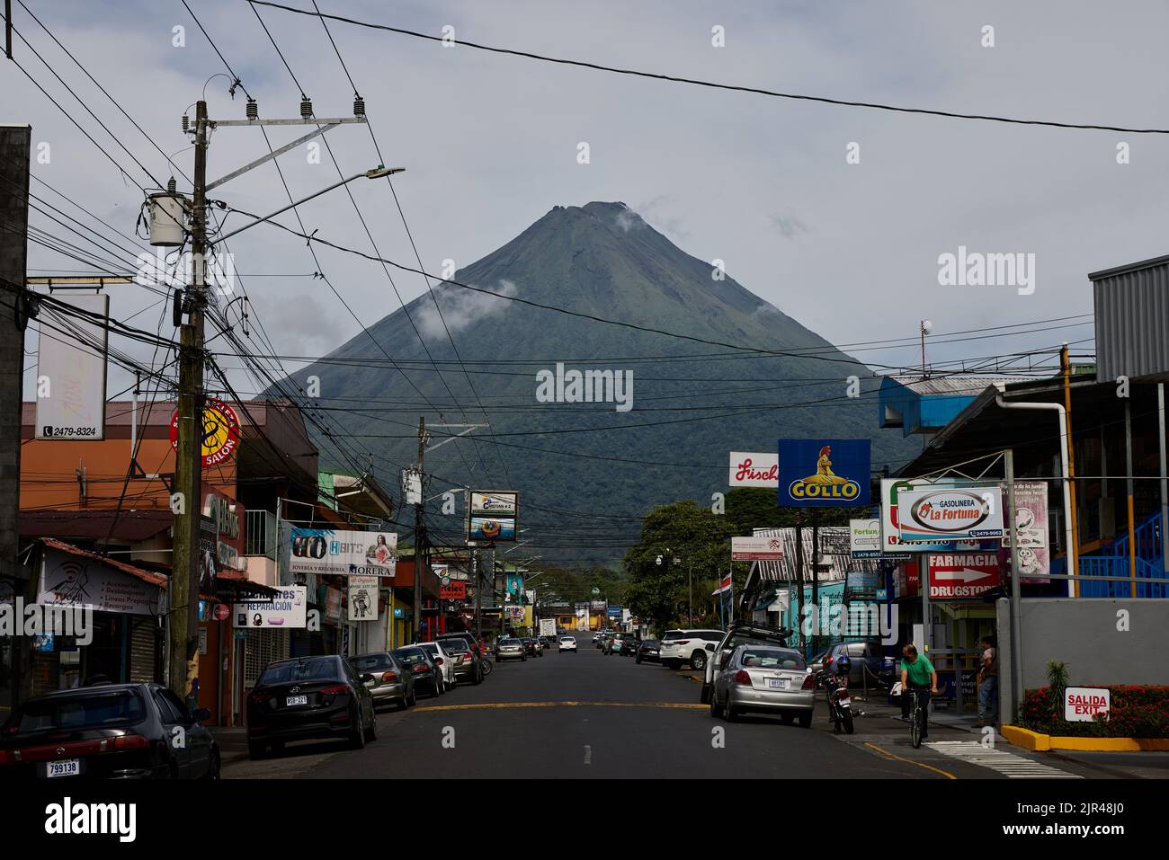 The city of La Fortuna with the Arenal volcano in Costa Rica Stock ...