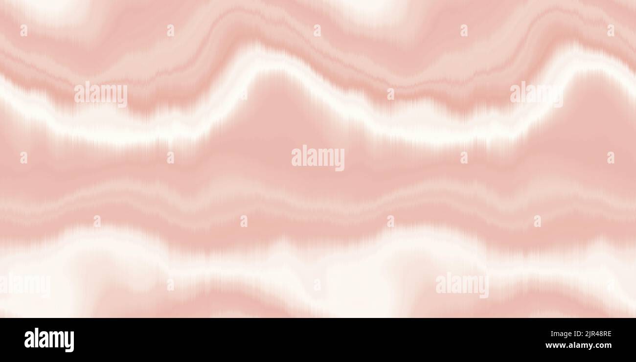 Soft wavy tie dye stripe seamless border pattern. Pink white organic ...