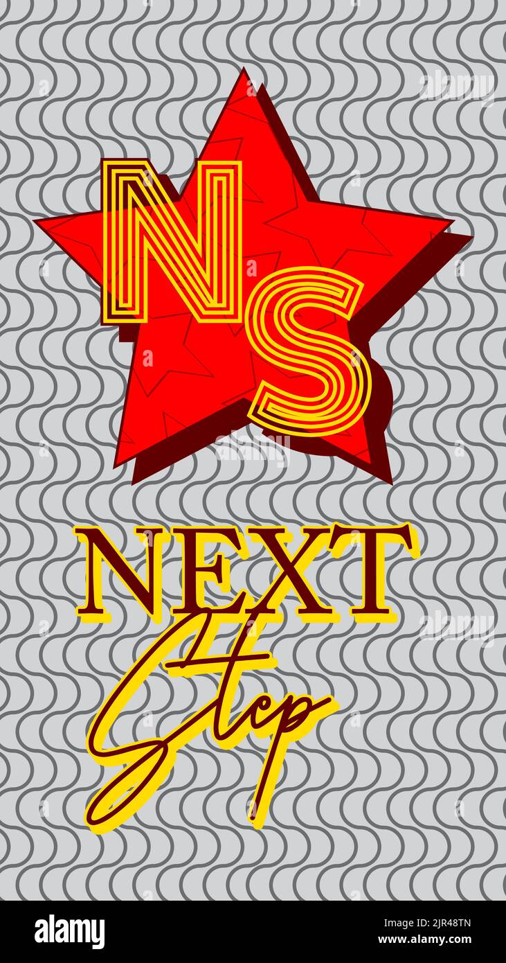 Superhero coat of arms showing Next Step icon. Colorful comic book ...