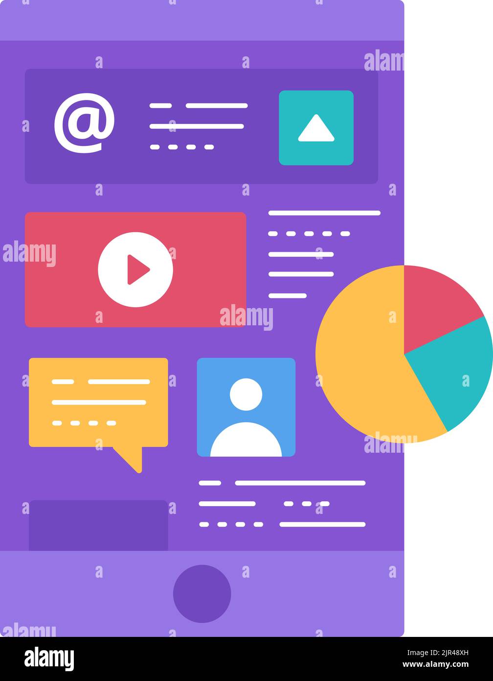 Mobile marketing icon. Social media network vector. Flat smartphone app ...