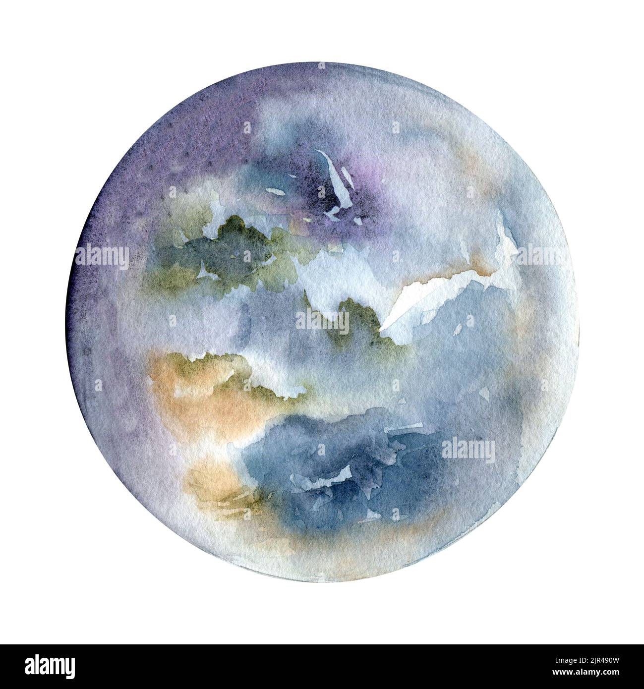Full moon watercolor illustration isolated on white background. Moon ...