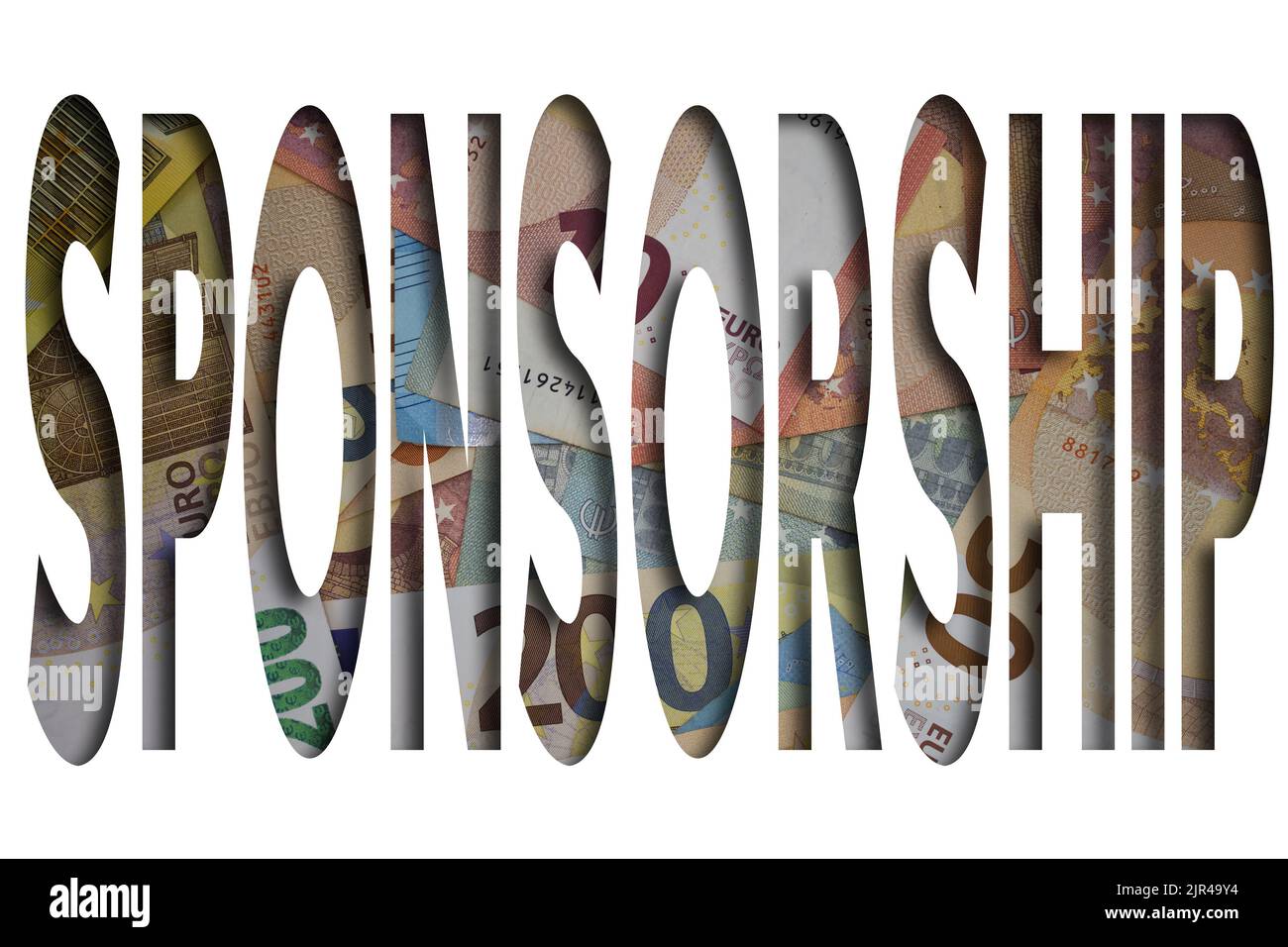 Sponsorship word with money. Paper currency background with different ...