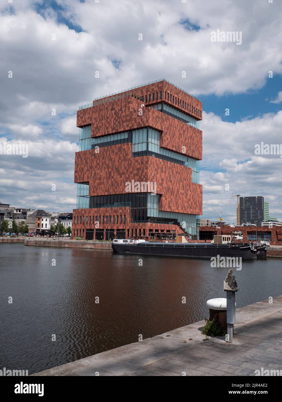 Antwerp, Belgium, 02 July 2022, Vertical photo of the MAS museum in ...