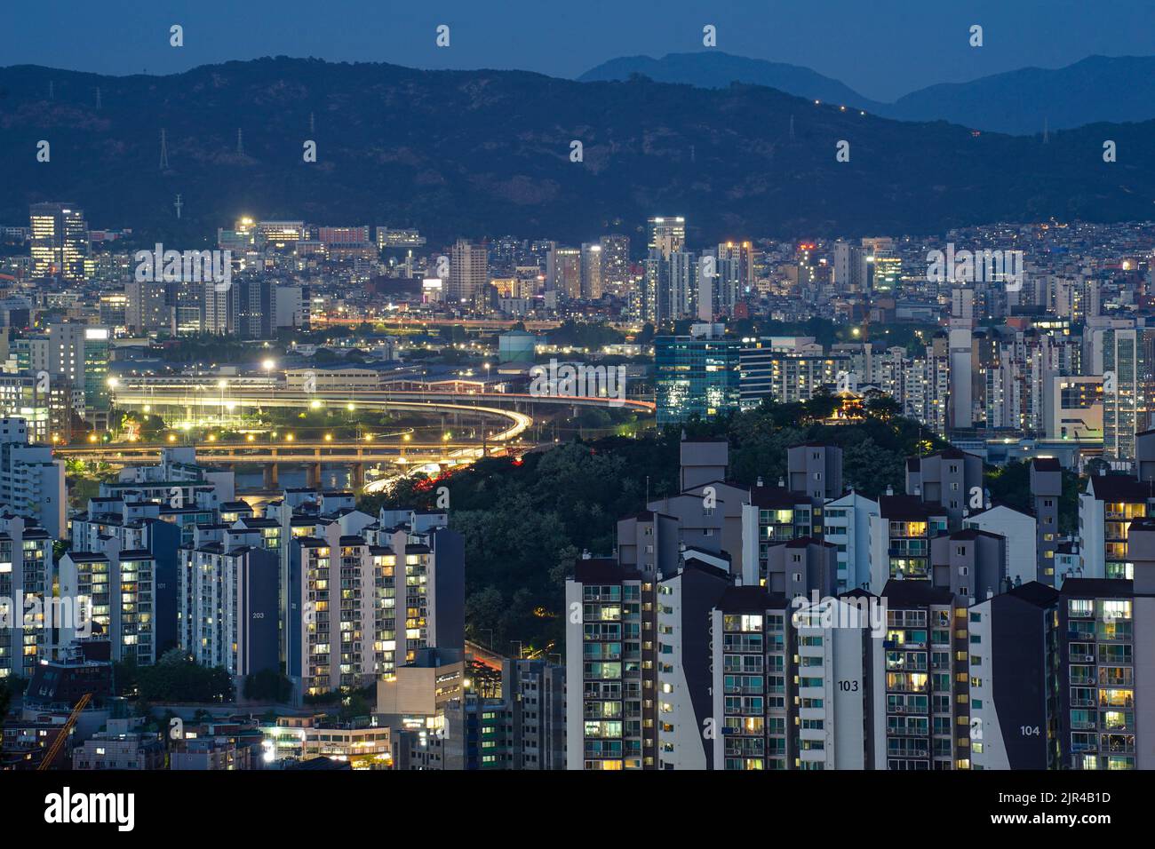 The night view of Jung-gu, Seoul, Korea Stock Photo - Alamy