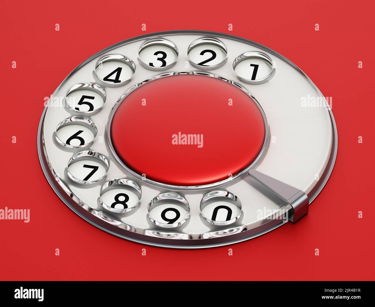 Red rotary dial of an analogue telephone. 3D illustration Stock Photo ...