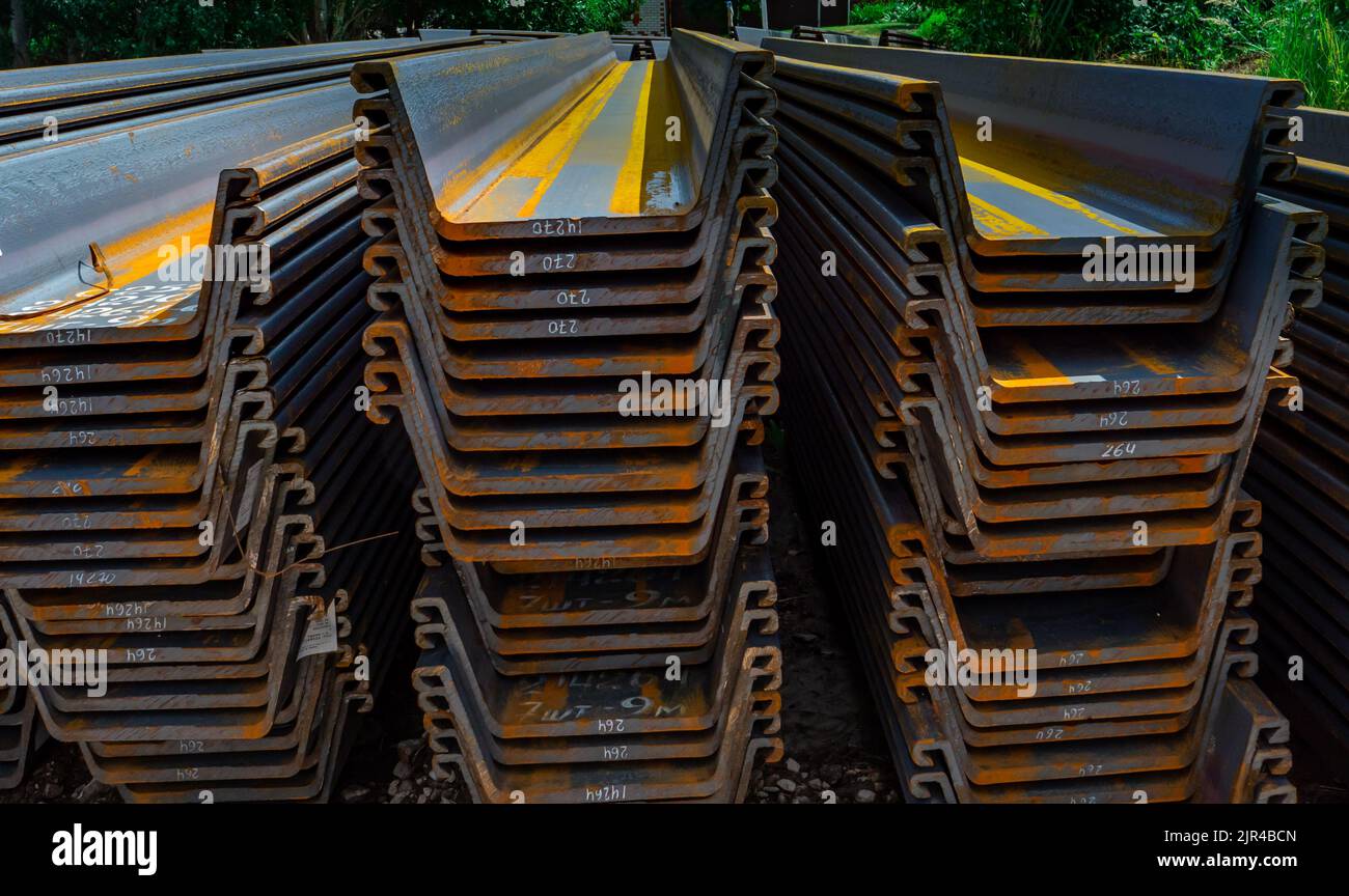 Construction building material. Metal construction beams, steel ...