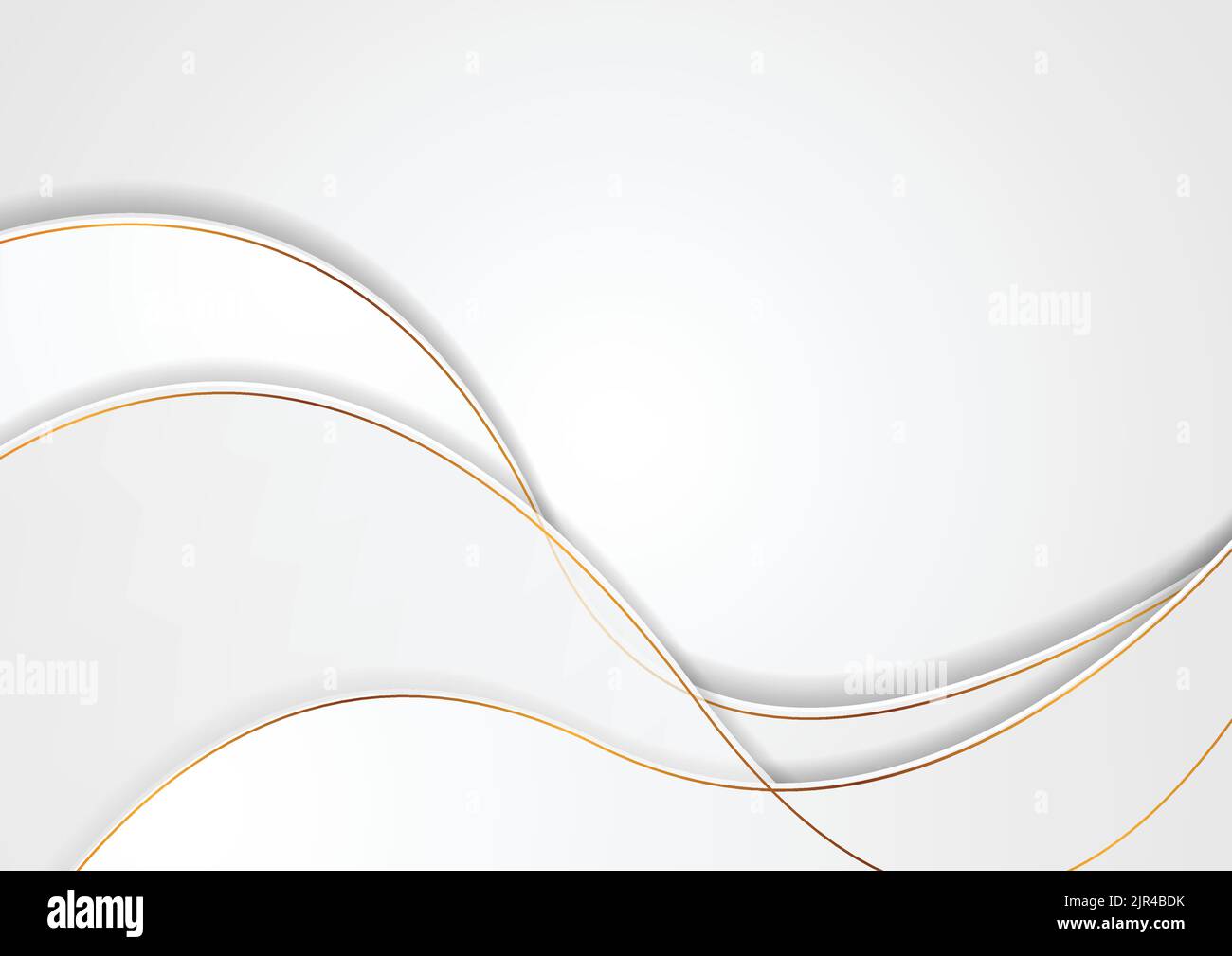 Grey and white abstract wavy corporate background with bronze outlines ...