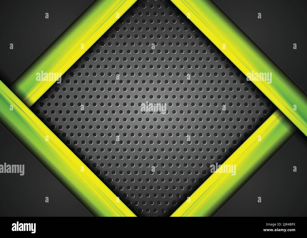 Abstract futuristic corporate green and black technology perforated ...