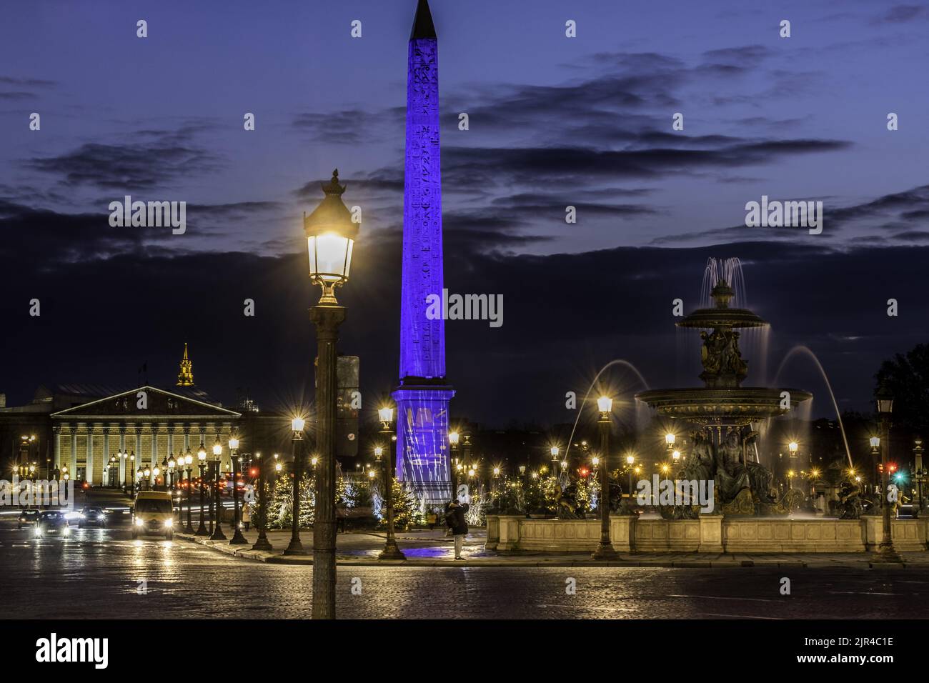 France. Paris (8th district) Highlighting of the Concorde square, the ...
