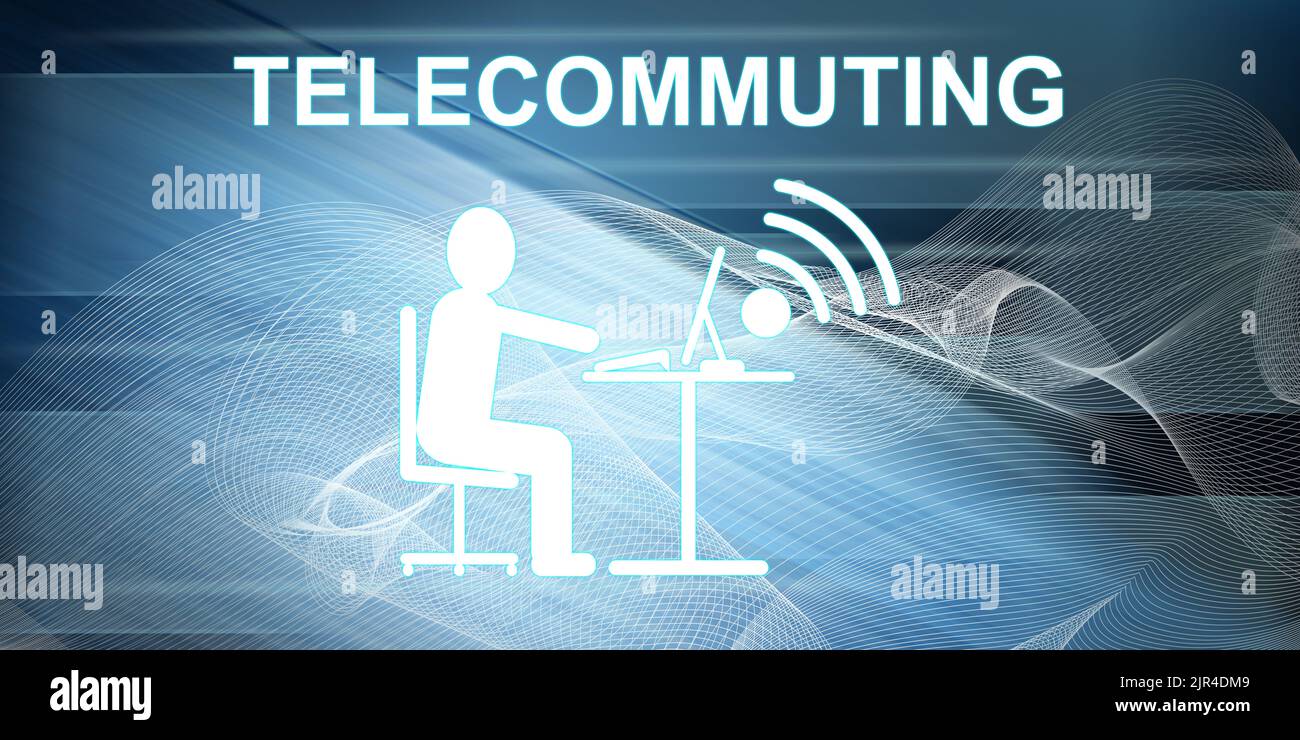 Illustration of a telecommuting concept Stock Photo - Alamy