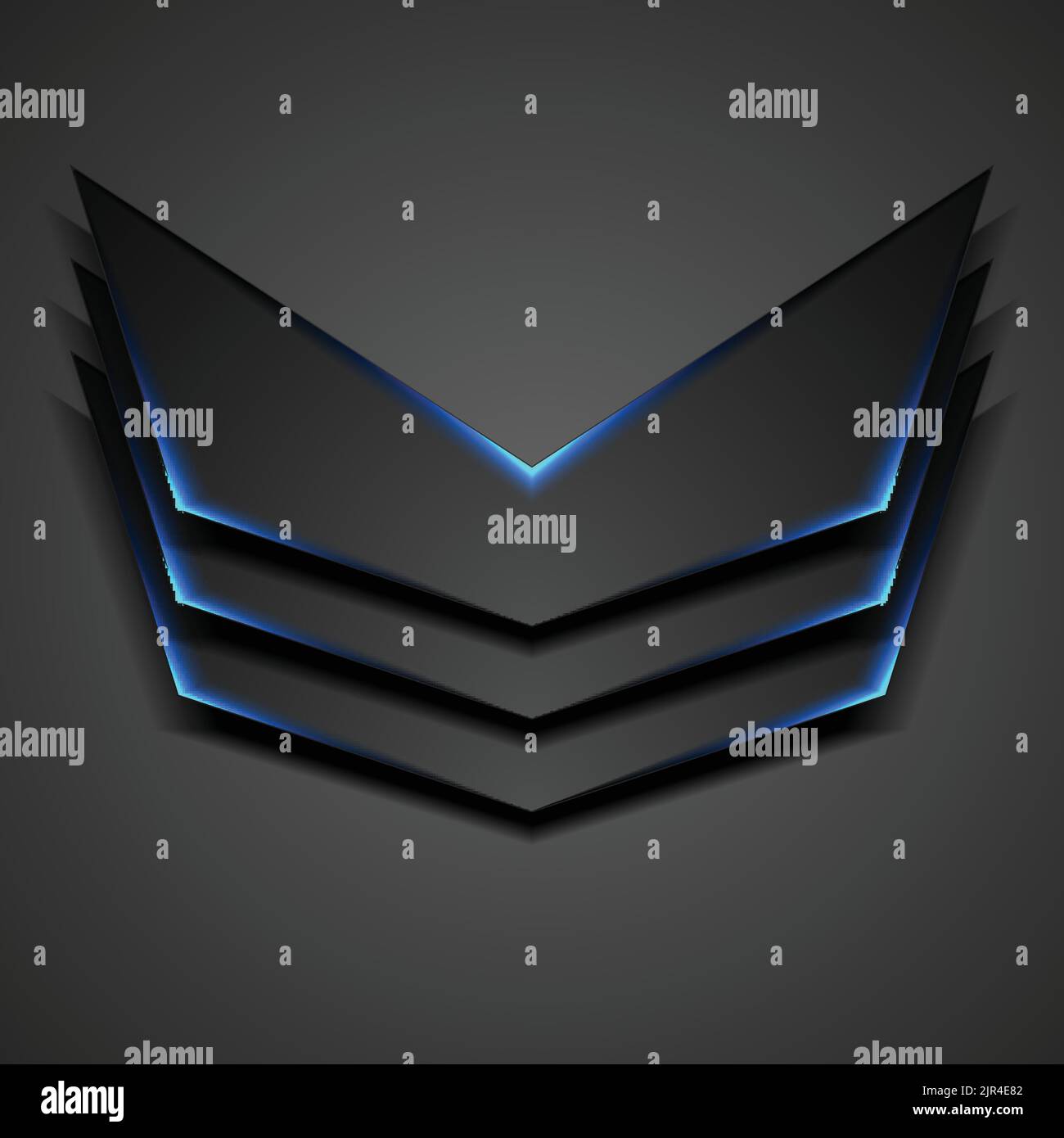 Abstract black geometric arrows with glowing light. Vector futuristic ...