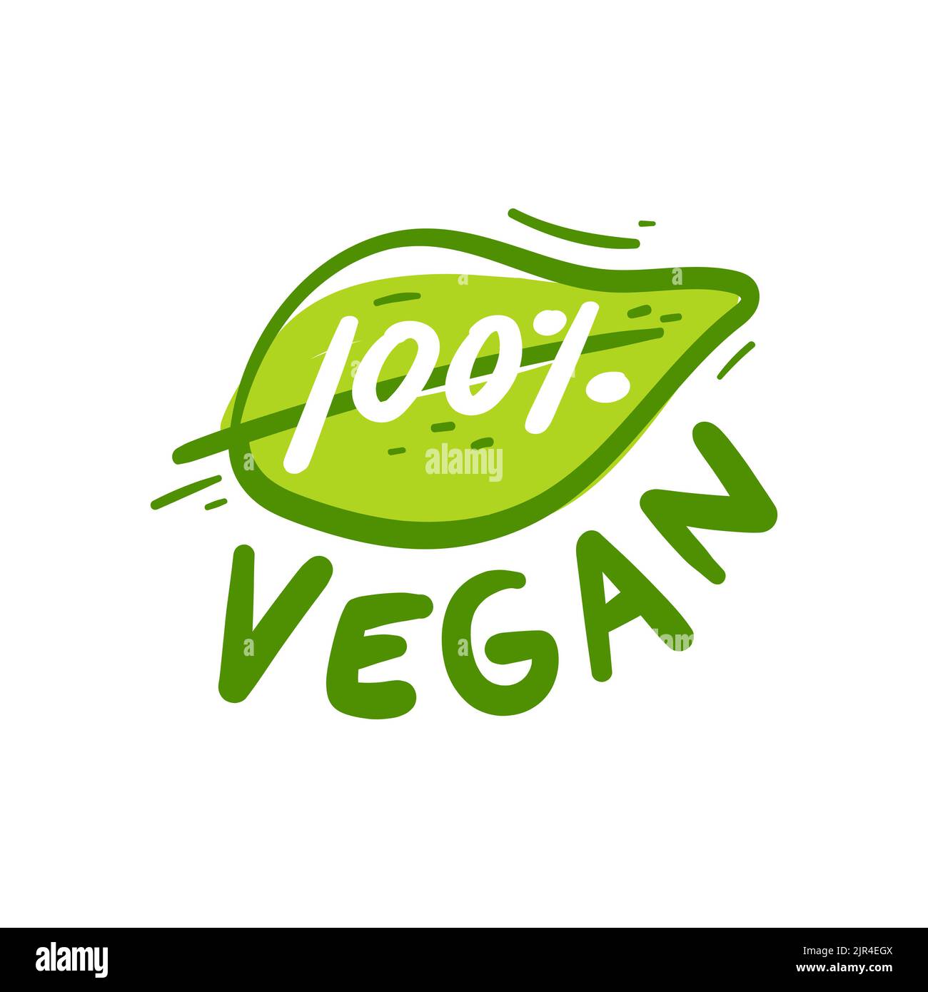 Hand drawing 100% vegan sign. Vegan product element green label Stock ...