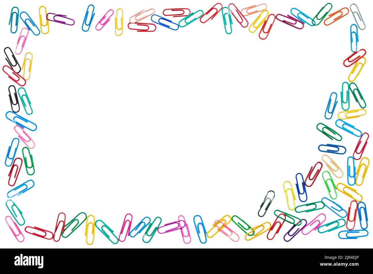 Colorful frame of cluttered paper clips Stock Photo - Alamy