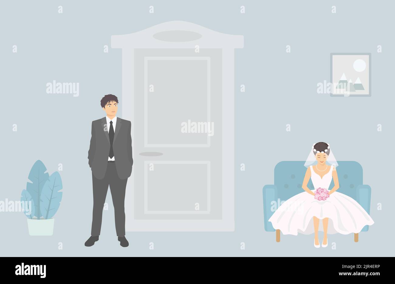 Beautiful bride in white groom Stock Vector Images - Alamy