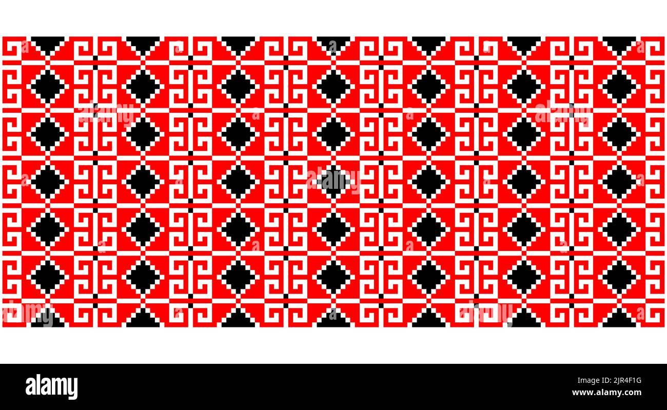 Embroidered good like old handmade cross-stitch ethnic Ukraine pattern ...