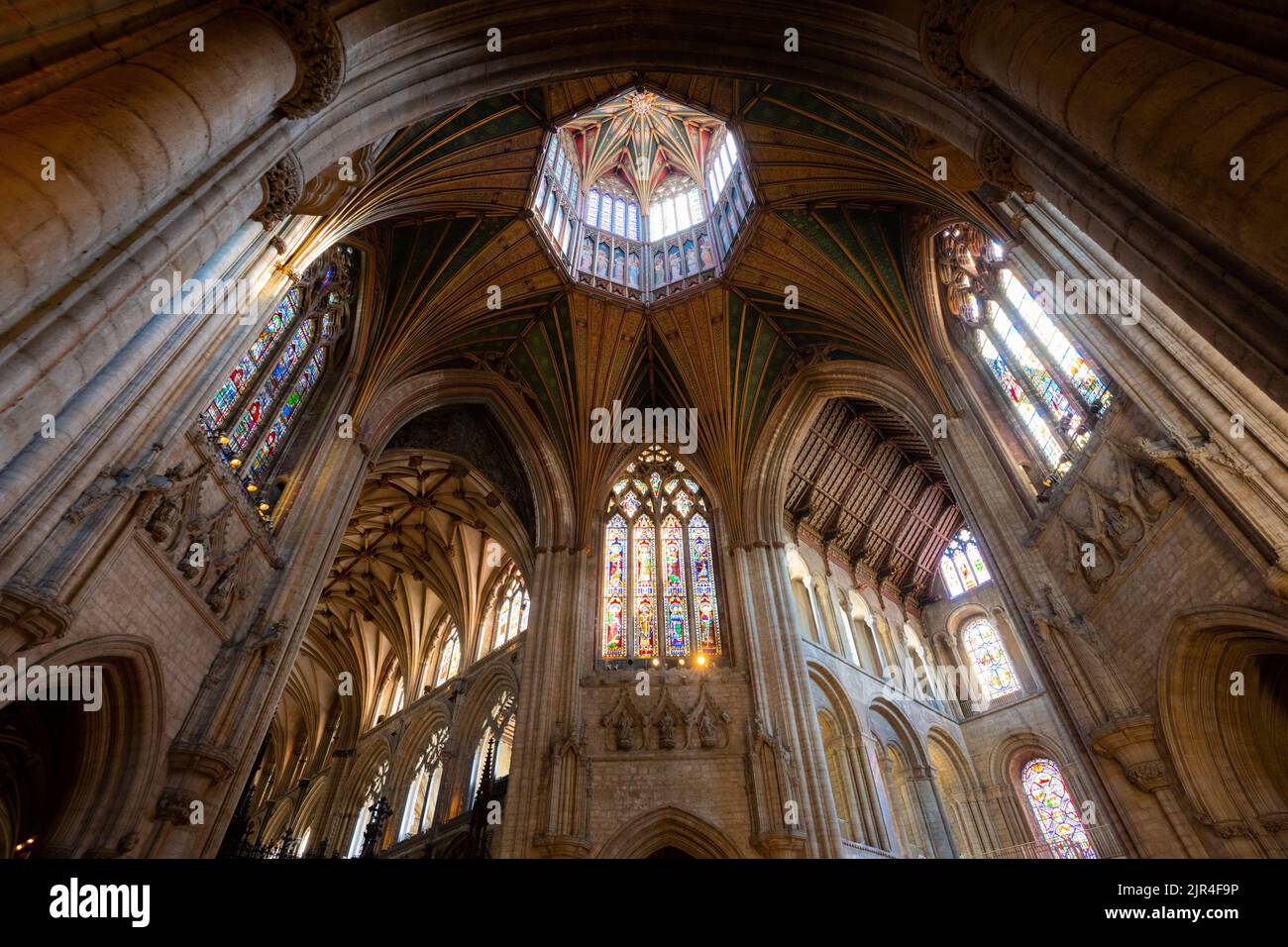 The famous 14th-century octagonal lantern tower at Ely Cathedral Stock ...