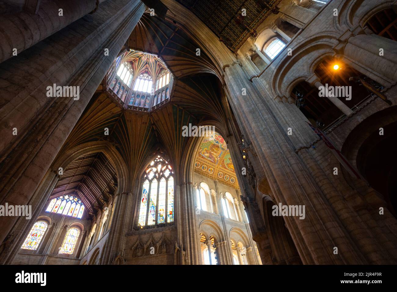 The famous 14th-century octagonal lantern tower at Ely Cathedral Stock ...