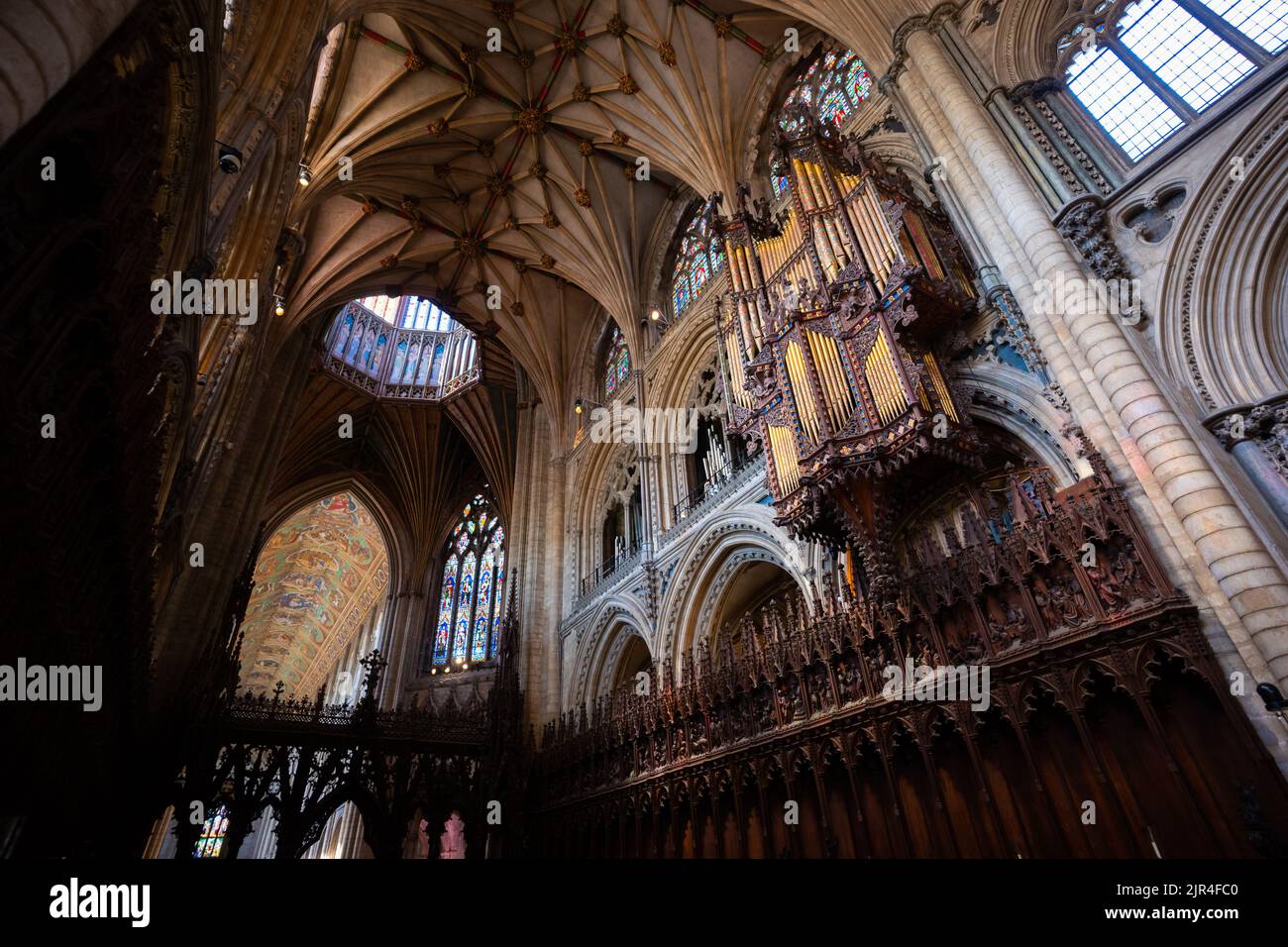 The famous 14th-century octagonal lantern tower at Ely Cathedral Stock ...