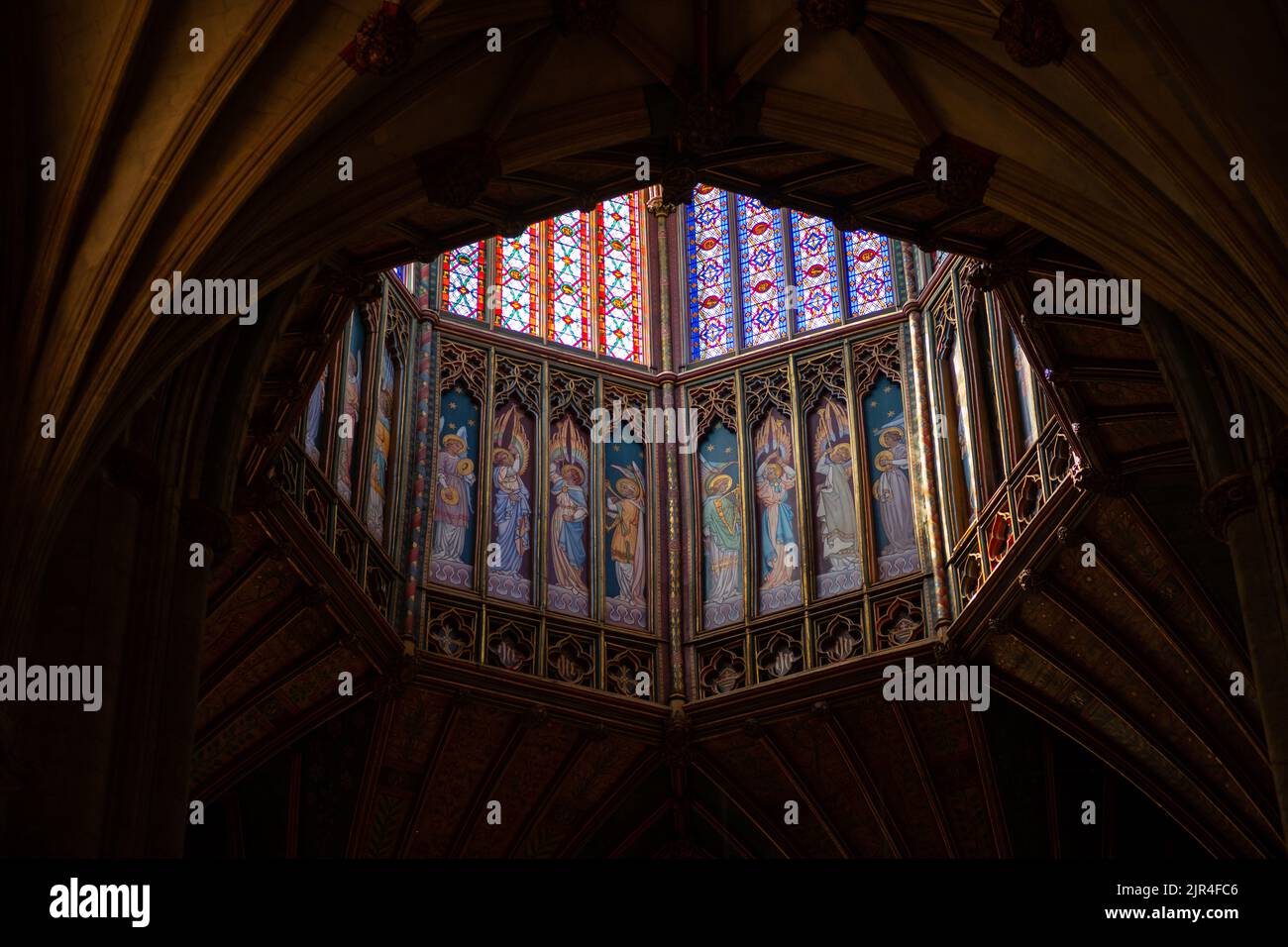 The famous 14th-century octagonal lantern tower at Ely Cathedral Stock ...