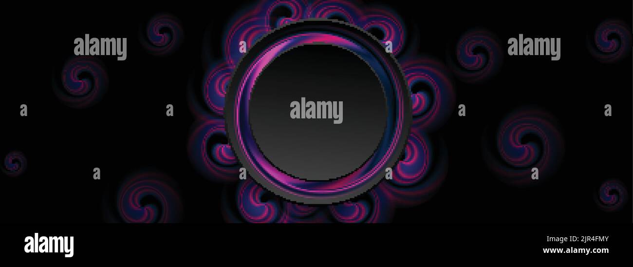 Blue and ultraviolet abstract circle swirls banner. Vector background ...