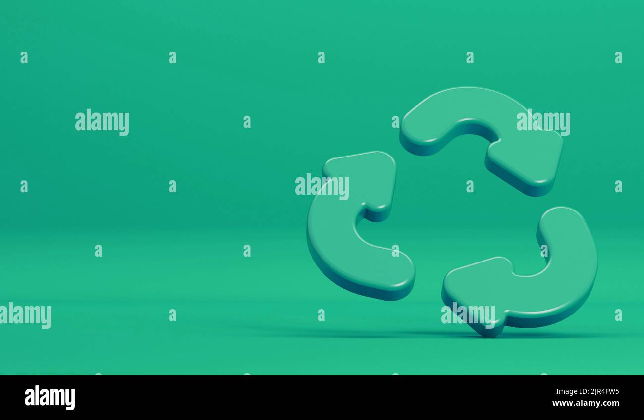 Green recycling symbol against a green background. 3D Rendering Stock ...