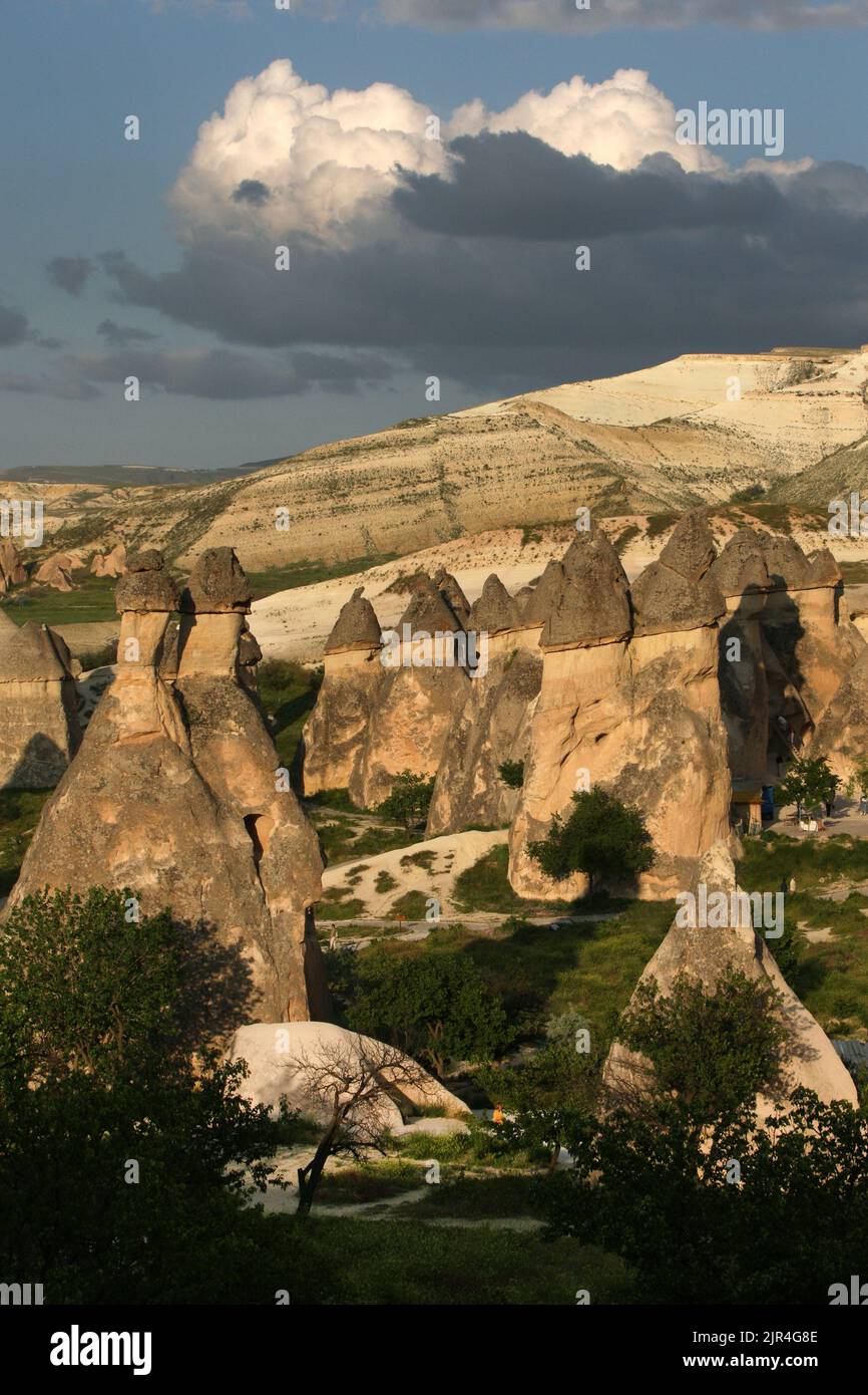 A series of volcanic rock formations known as fairy chimneys at ...